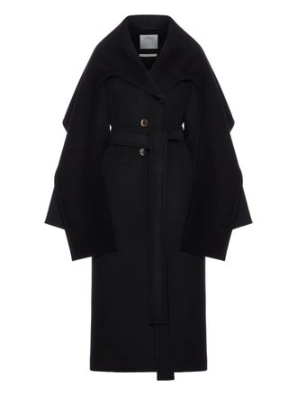 Sportmax manteau ceinturé à col châle - Noir