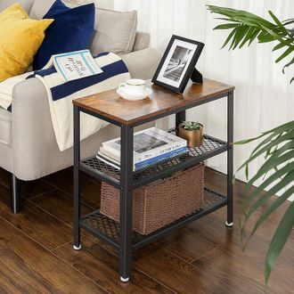 Red Living home24 Beistelltisch I 60 x 60 x 30cm Braun