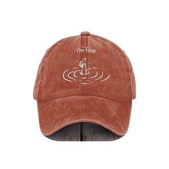 Generic Im Fine Ball Cap Its Fine Im Fine Everythings Fine Hat Funny Graphic Women Men Unisex Hat Medium, Orange, M