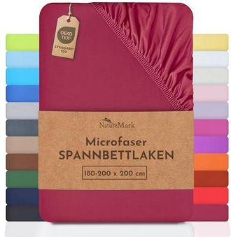 NatureMark Mikrofaser SPANNBETTLAKEN zum Sparpreis! viele Größen und Farben Markenware (180x200-200x200 cm, Bordeaux rot)