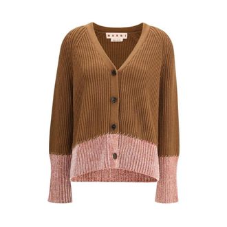 Marni Femme, Pulls, Brun, Taille: 38 FR V Neck Cardigan
