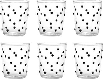 Zafferano Party Gl&auml;ser Set aus Borosilikatglas im Polka Dot Design (Schwarz)