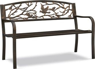 Yaheetech Yaheetech Banc de Jardin en M&eacute;tal pour 3 Personnes Style R&eacute;tro Banc de Repos avec Dossier et Accoudoir pour Cour Jardin Terrasse Balcon Caf&eacute; Bronze