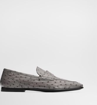 Dolce & Gabbana Slipper Aus Strau&szlig;enleder - Mann Driver Und Mokassins Grau 40