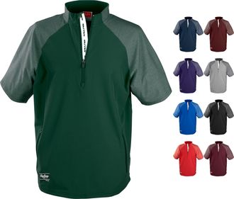 Rawlings Herren Colorsync Short Sleeve Cage Jacket | Adult Sizes | Multiple Colors Hemd, dunkelgr&uuml;n, 3X-Large
