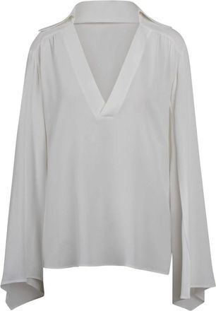 Federica Tosi Femme, Blouses et Chemises, Blanc, Taille: 38 FR Blouse &agrave; col en V