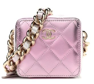 Chanel Pink/Silver Ombre Metallic Leather Cube Crossbody Bag