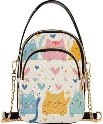 Mnsruu Sac à bandoulière pour femme, motif chat Lovecoloré, sac à main, petit sac à bandoulière avec sangle réglable