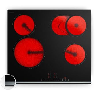 Klarstein Klarstein Verosteel Glaskeramikkochfeld - 60 cm, 4 Zonen, Touch-Slider, 6600 W, Ovale & Dual-Kochzonen, Timer, Kindersicherung, Restw&auml;rmeanzeige