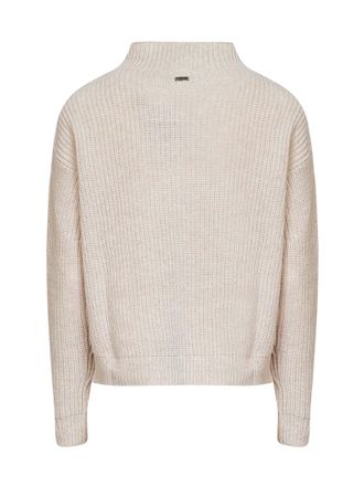 Herno Ribbed Wool Funnel Neck Sweater - Beige