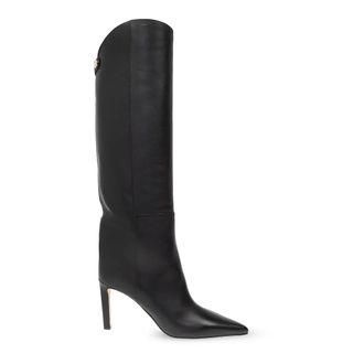 Jimmy Choo London Schwarze- glatte Leder-Kniehohe Stiefel - - Shoes - Damen - Schwarzk - 40 EU