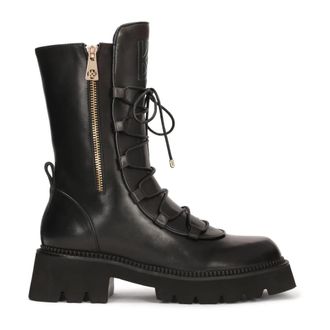 Kazar Hohe Lederstiefel verziert mit Rei&szlig;verschl&uuml;ssen - - Shoes - Damen - Schwarzk - 37 EU