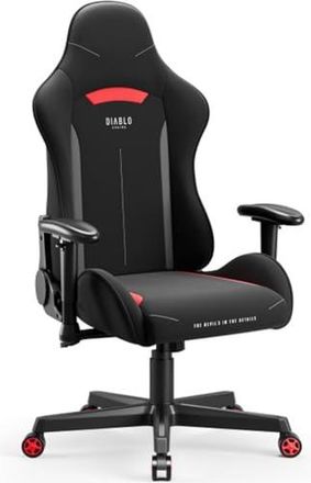 Diablo Gamer Stuhl Stoff | Gaming Stuhl Ergonomisch mit Stoffbezug, Verstellbare Armlehnen, Kippmechanismus | Schreibtischstuhl Gaming, Bürostuhl Gaming bis 