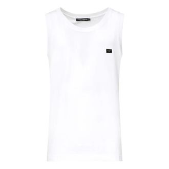 Dolce & Gabbana Wei&szlig;es Baumwolljersey-Top mit Rundhalsausschnitt - - Tops - Herren - Wei&szlig; - S