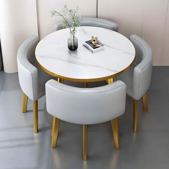 Generic Modernes Esszimmer-Set, rundes Esszimmer-Set, Empfangstisch, K&uuml;chen-Fr&uuml;hst&uuml;cksbar-Set mit Tisch und St&uuml;hlen, passend f&uuml;r Wohnzimmer und Esszimmer