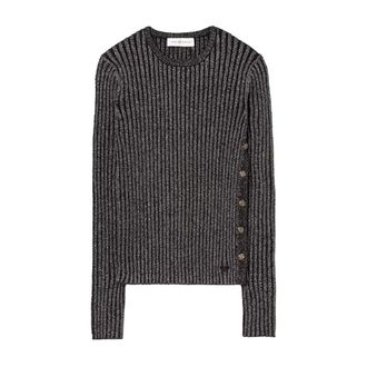 Tory Burch Femme, Pulls, Gris, Taille: 38 FR Chemisier en Tricot Gris pour Femme