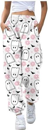 Generic Pantalon de surv&ecirc;tement athl&eacute;tique et d&eacute;contract&eacute; taille haute &eacute;lastique &agrave; lacets pour femme - Automne et hiver (1), blanc, XXL