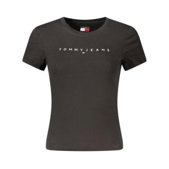 Tommy Hilfiger Femme, Tops, Noir, Taille: 44 FR T-shirt classique en coton &agrave; col rond