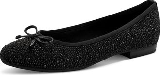 Marco Tozzi Marco Tozzi Damen Ballerinas weiches Feel Me Fu&szlig;bett weiches Innenfutter Vegan Modern, schwarz (Black), 42 EU