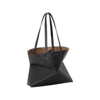 Loewe Puzzle Fold tote horizontal moyen en cuir de veau grain&eacute; souple
