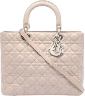Dior Pre-owned Lady Dior Large 2Way Handbag - Femme - Pre-owned - Beige - Taille: ONE Size