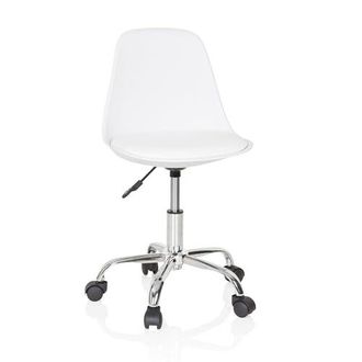 hjh OFFICE Chaise de Bureau pour Enfant Fancy II Chaise d&eacute;tude pivotante sans accoudoirs, Si&egrave;ge &agrave; roulettes avec Hauteur r&eacute;glable, Blanc 742014