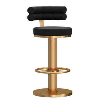 Generic 360&deg; drehbarer Barhocker, Barhocker mit R&uuml;cken- und Fu&szlig;st&uuml;tze, Abgerundeter mechanischer H&ouml;henverstell-Tresenhocker