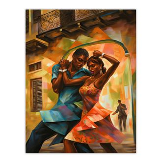 Artery8 Salsa Cuban Street Dance Colourful Dancing Painting Rhythm Body Energy Theatre Arts Artwork Extra Large XL Wall Art Poster Print