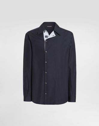 Dolce & Gabbana Hemd Martini Aus Baumwollpopeline - Mann Hemden Blau 40