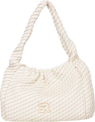 Ermanno Scervino Femme, Sacs, Blanc, Taille: ONE Size Petit Sac Hobo en Similicuir Pliss&eacute;