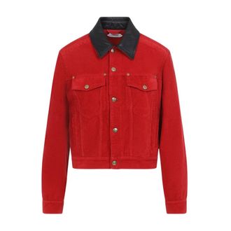 Versace Veste en jean teinte en pi&egrave;ce - Femme - Vestes - Rouge - Taille: 38 FR