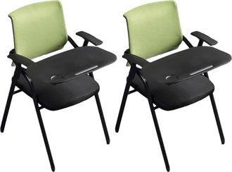 Generic Set mit 2 stapelbaren Klappst&uuml;hlen f&uuml;r Wartezimmer, B&uuml;ro & Konferenzraum - Netz-Empfangsst&uuml;hle mit Armlehnen - Ergonomische graue G&auml;stest&uuml;hle