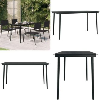 vidaXL Garten-Esstisch Schwarz 140x70x74 cm Stahl und Glas - Balkon-Esstisch - Terrassen-Esstisch