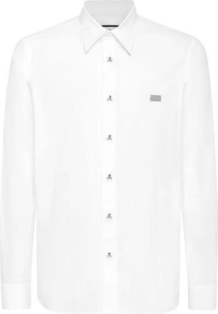 Philipp Plein Homme, Chemises, Blanc, Taille: 2XL Sugar Daddy Cut Cotton Shirt Skull