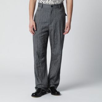 Dries Van Noten Black herringbone trousers