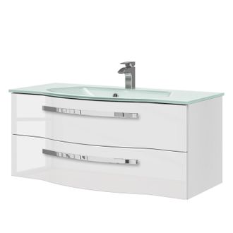 PELIPAL home24 Waschtisch 4005 V 117 x 50 x 49cm Weiß/Hochglanz Weiß