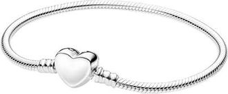 Pandora Bracelet Snake Chain Sterling Silver Bracelet avec gravable Heart Clasp 599206C00-19 Marque, taille unique, Métal, Pas de gemme