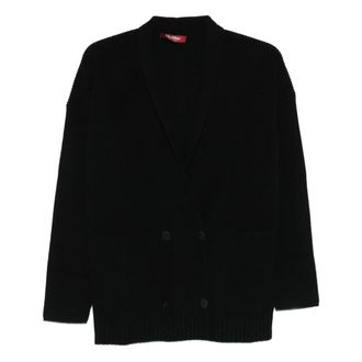 Max Mara Femme, Pulls, Noir, Taille: 38 FR Cardigan Noir en Laine et Cachemire Col en V