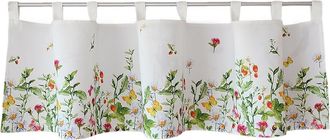 Matches 21 Scheiben-Gardine mit Schlaufen als blickdichter Vorhang in 150 x 30 cm - Landhaus-Stil Bistrogardine bunte Fr&uuml;hling Sommer Blumen - Moderne Kurzstore 