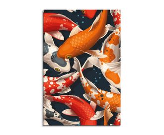 Paul Sinus Art Fotoleinwand 90x60cm Bild - Bunter Koi Karpfen Schwarm