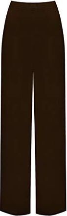 WearAll Pantalon Palazzo évasé et élastiqué pour femme - Extensible - Grande taille - Pantalon uni - Tailles 36 à 54, marron foncé, 48/50/grande taille