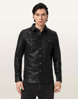 AllSaints Irwin - Chemise en cuir - Noir