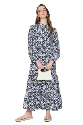 Trendyol Damen Dress - Navy Blue - A-line Kleid Casual, Blau, 38