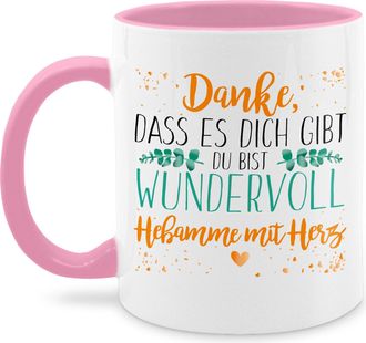 Shirtracer Tasse Tassen 325ml - Job & Beruf Geschenk - Hebamme mit Herz - schwarz - 325 ml - Rosa - beste sprüche arbeit hebammen schokotasse geschenke zum kaffe