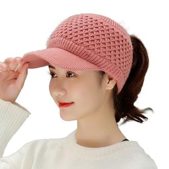 Generic Bonnet dhiver chaud en laine tricot&eacute;e avec visi&egrave;re extensible pour garder au chaud, couleur unie, automne et hiver, casquette de sport pour lext&eacute;rieur