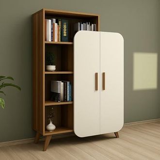 Dmora Regal Enceladus 90x32x132h cm Braun 5 B&ouml;den 2 T&uuml;ren