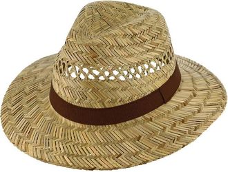 Fiebig Traveller Strohhut mit Ripsband | Sommerhut mit eingeflochtenen Luftlöchern | Natur Sonnenhut mit breiter Krempe (DE/NL/SE/PL, Numerisch, 57)