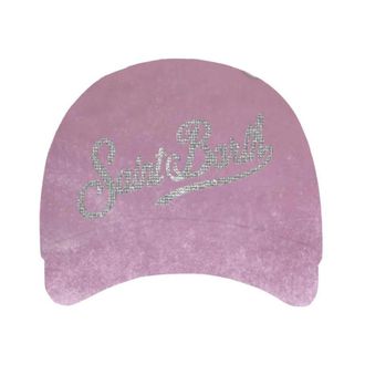 MC2 Saint Barth Velvet Baseball Cap mit Strass-Schriftzug - - Accessories - Damen - Rosa - ONE SIZE