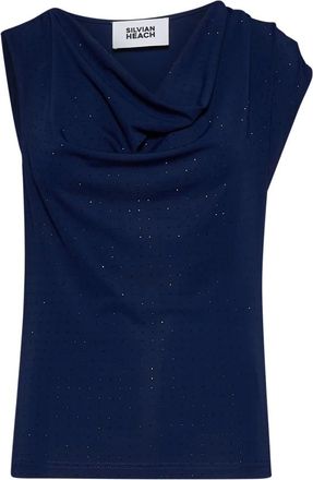Silvian Heach Femme, Tops, Bleu, Taille: 42 FR T-shirt sans manches &agrave; col drap&eacute;