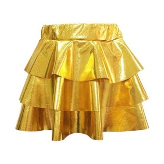 Generic Dasongff Jupe Tulle Femme Jupe Paillette Femme Taille Elastique Brillant Métallisées Disco Scintillantes Jupes Année 80 avec Doublure pour Fêtes Carna